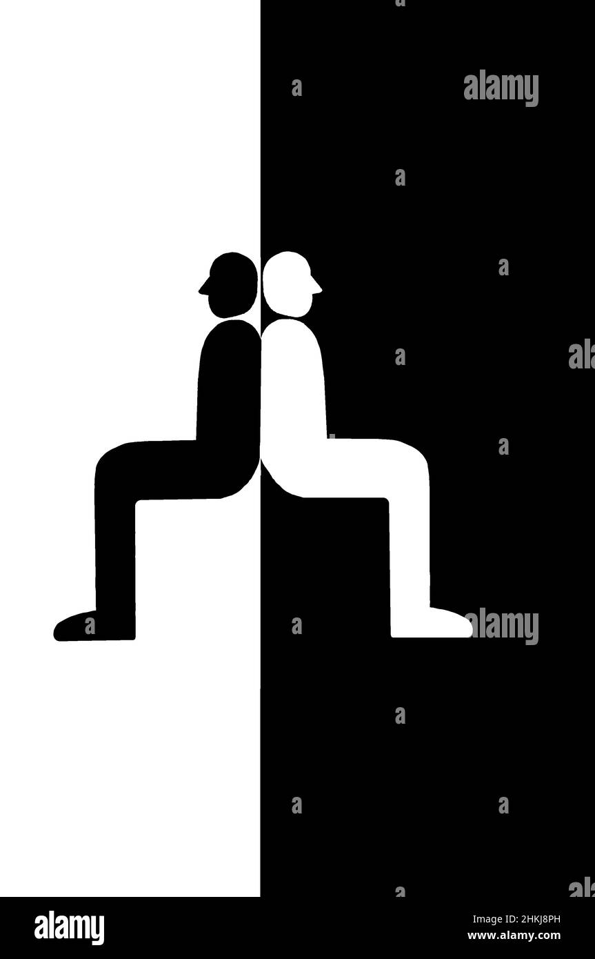 Two figures back to back, illustration Stock Photo - Alamy