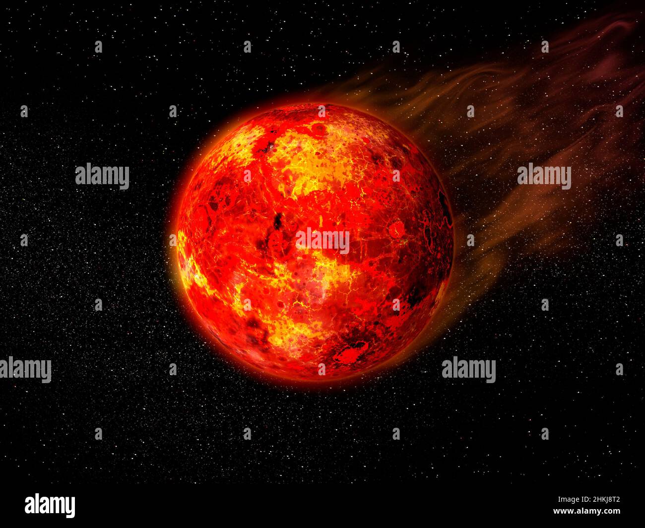 Exoplanet 55 Cancri e with a comet-like tail, illustration Stock Photo ...