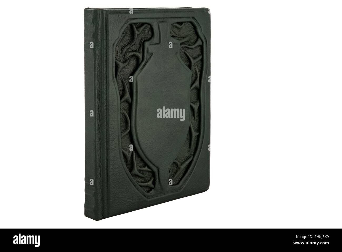 Green Leather mockup book with cover color isolated on white background ...