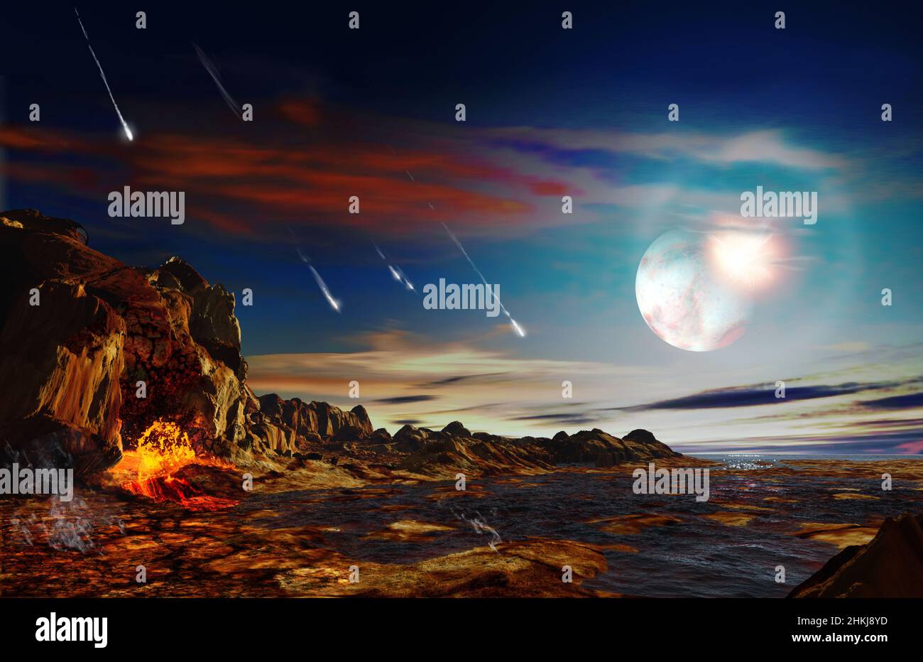 Creation of the Mare Imbrium seen from Earth, illustration Stock Photo ...
