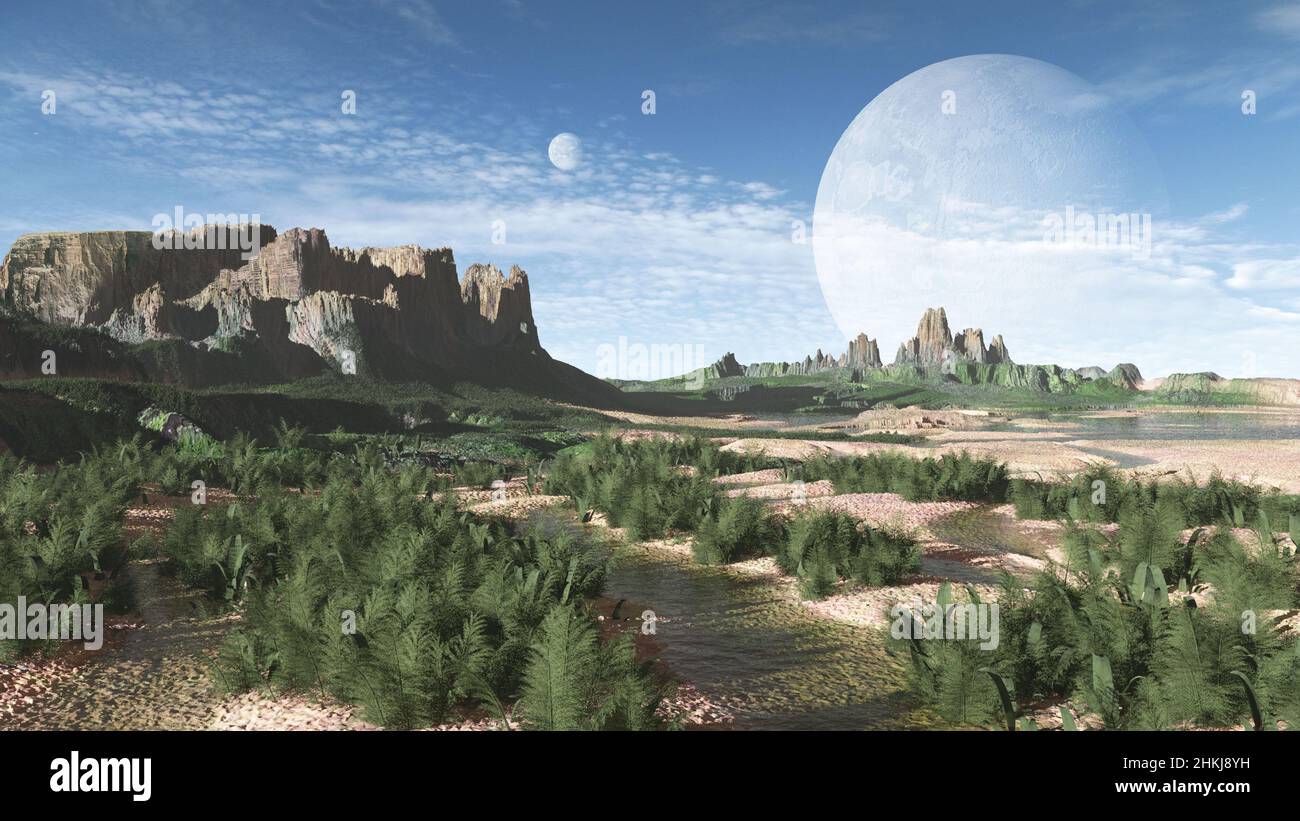 Earth-like exoplanet, illustration Stock Photo - Alamy