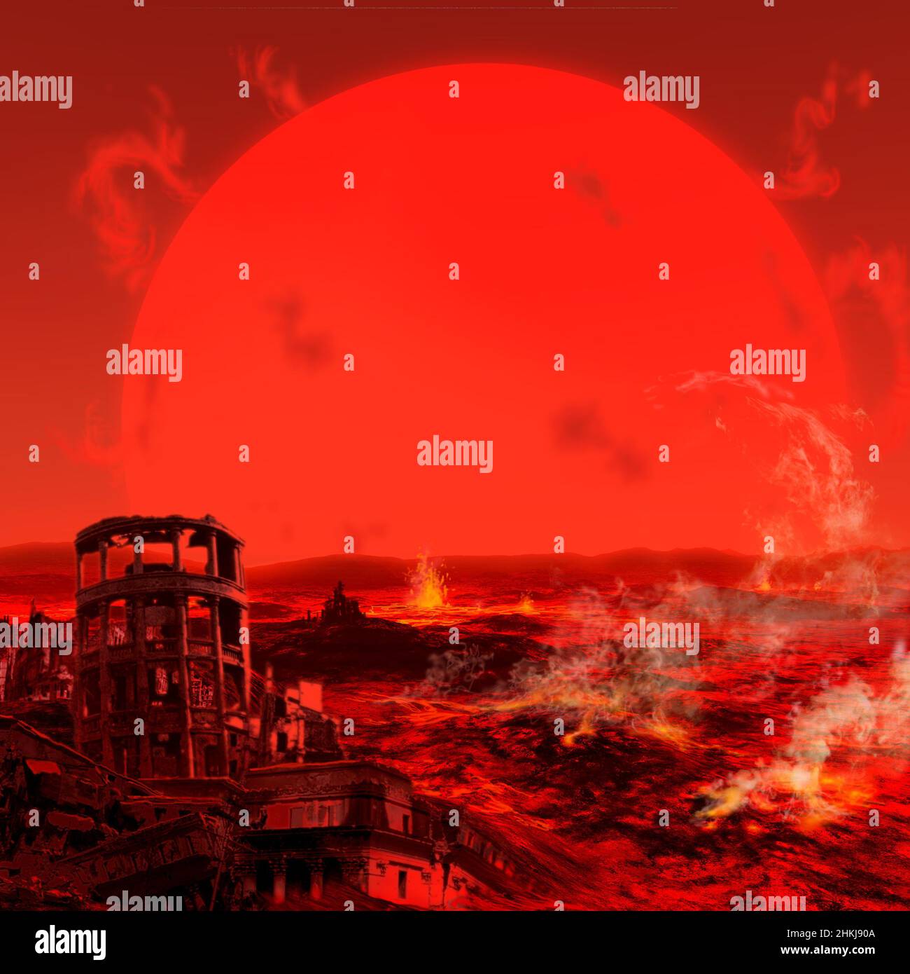Future red giant Sun seen from the Earth, illustration Stock Photo - Alamy
