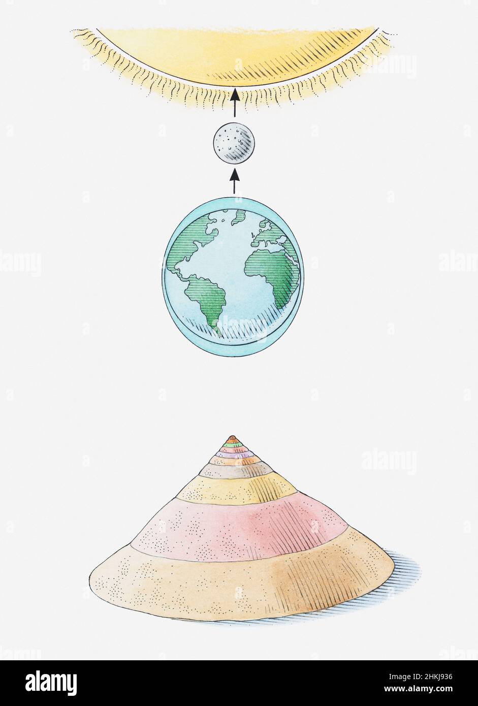 Moon's gravitational pull on Earth's seawater, illustration Stock Photo ...