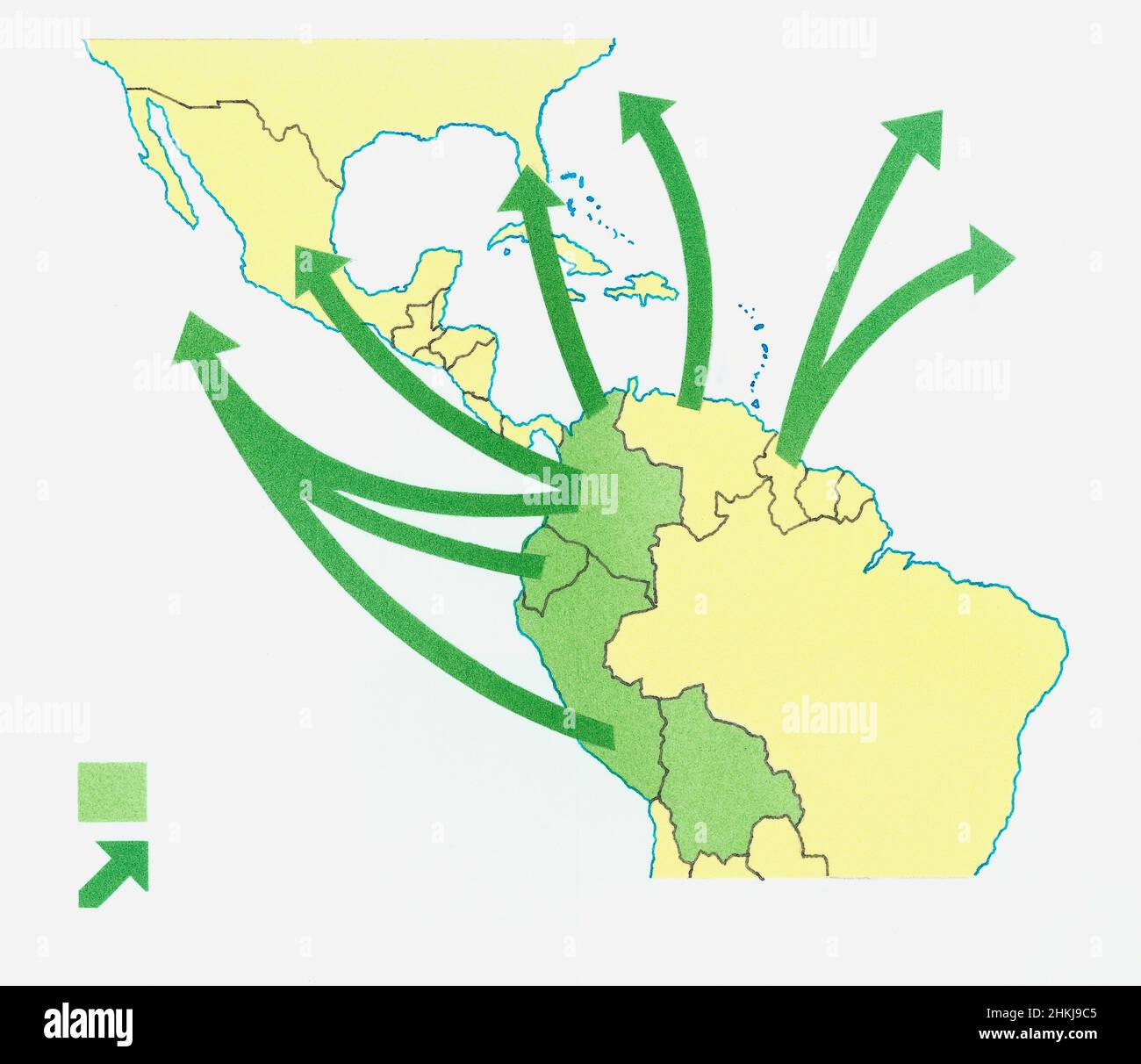 Principal routes of drug trade to USA, illustration Stock Photo - Alamy
