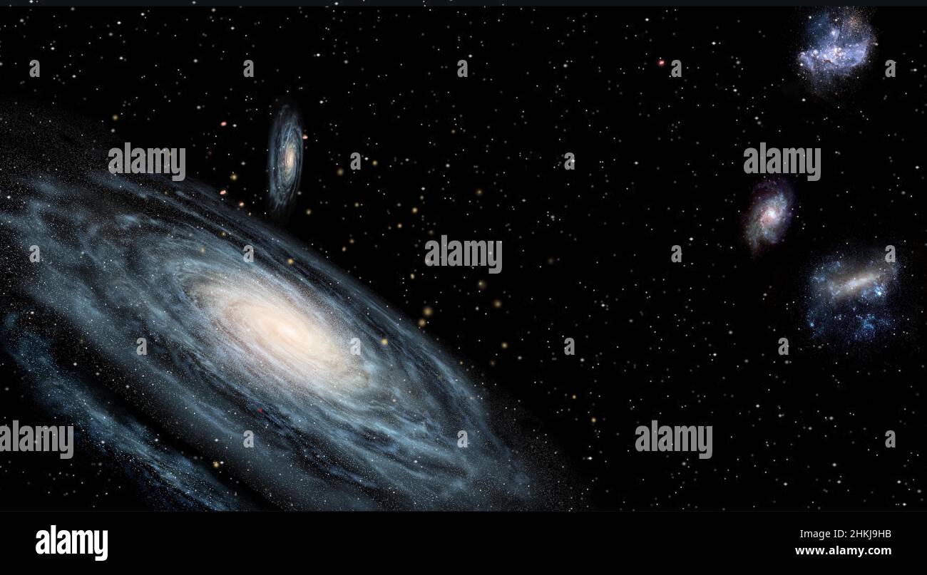 Local group of galaxies, illustration Stock Photo - Alamy