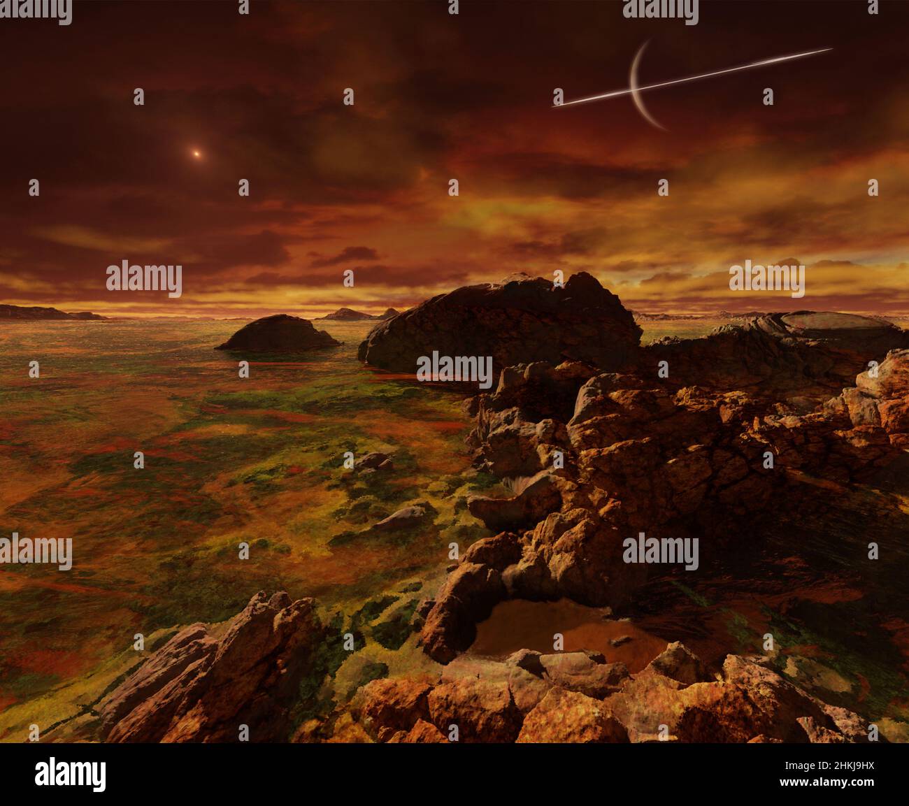 Titan's surface, illustration Stock Photo - Alamy