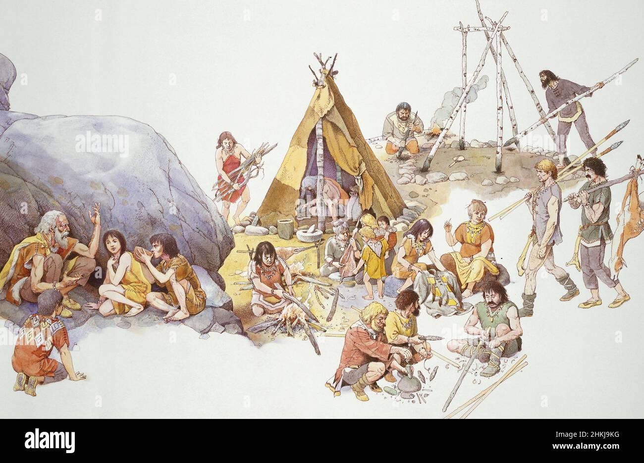 Early humans, illustration Stock Photo - Alamy