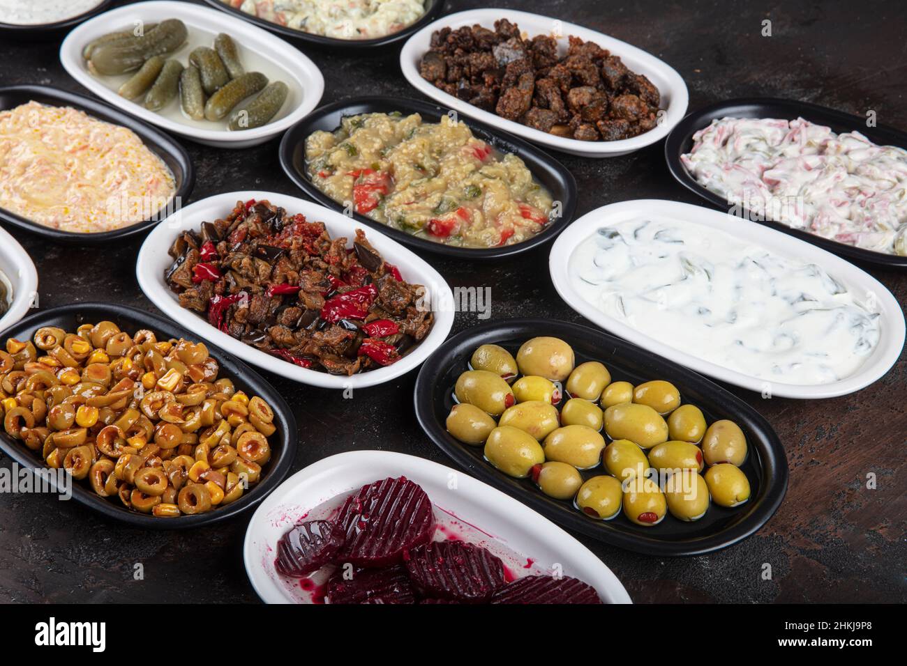 Mediterranean appetizer concept. Traditional Turkish cuisine. Middle ...