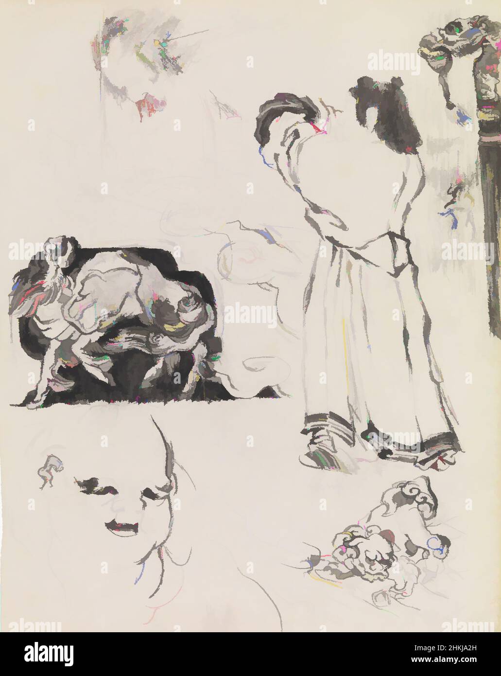 Art inspired by Chinoiserie, James Ensor, 1885, drawing, 1885, Belgian Art, Classic works ...