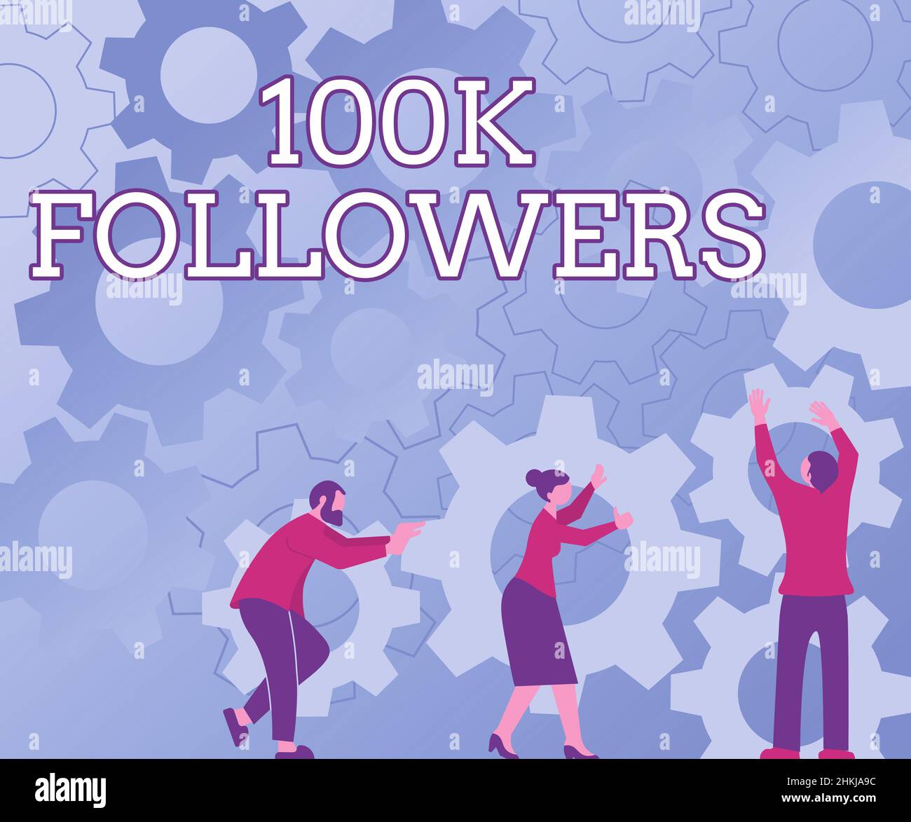 Inspiration showing sign 100K Followers. Business overview number of ...