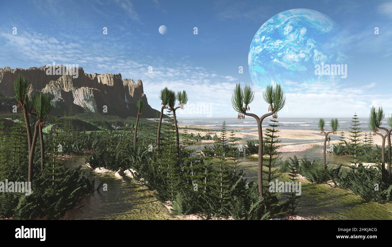 Trinary planet system, illustration Stock Photo - Alamy