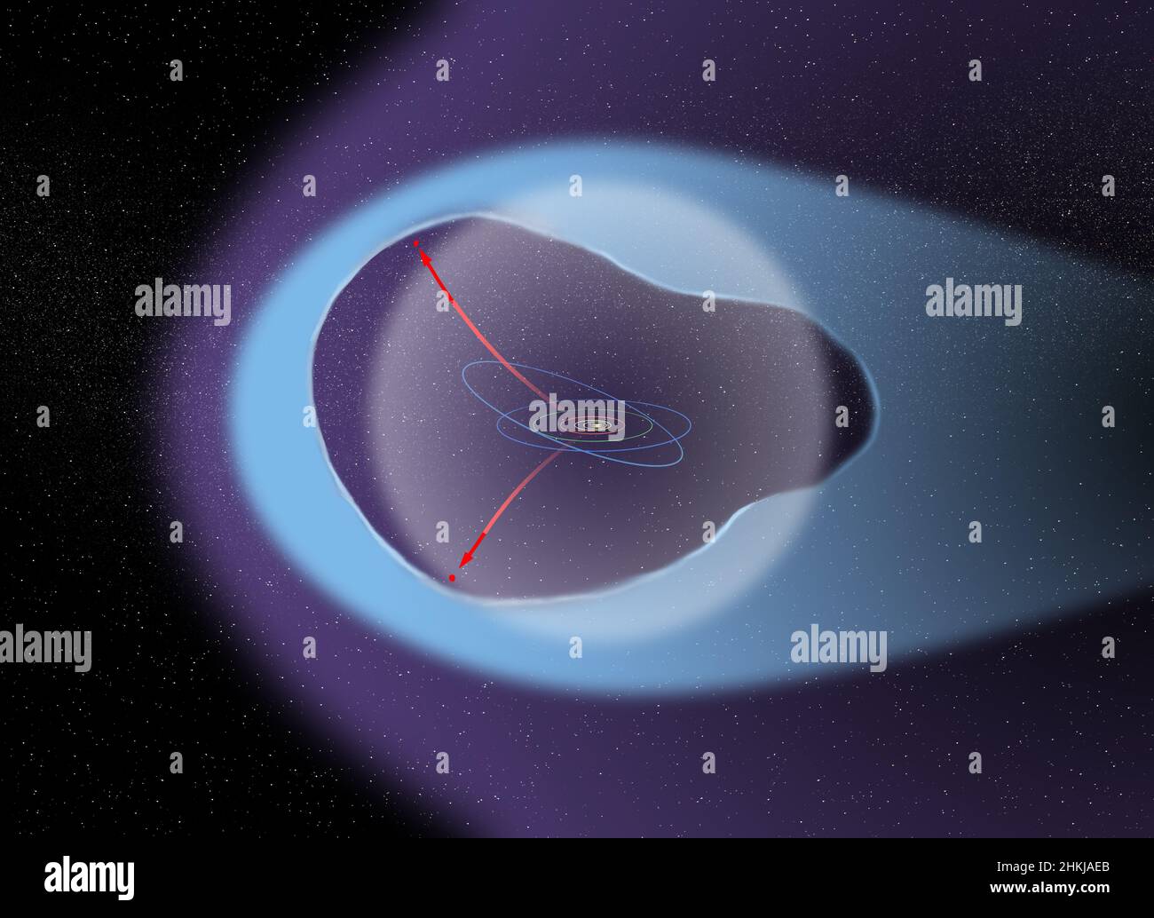 Voyager spacecraft and the Sunâ€™s heliopause, illustration Stock Photo ...