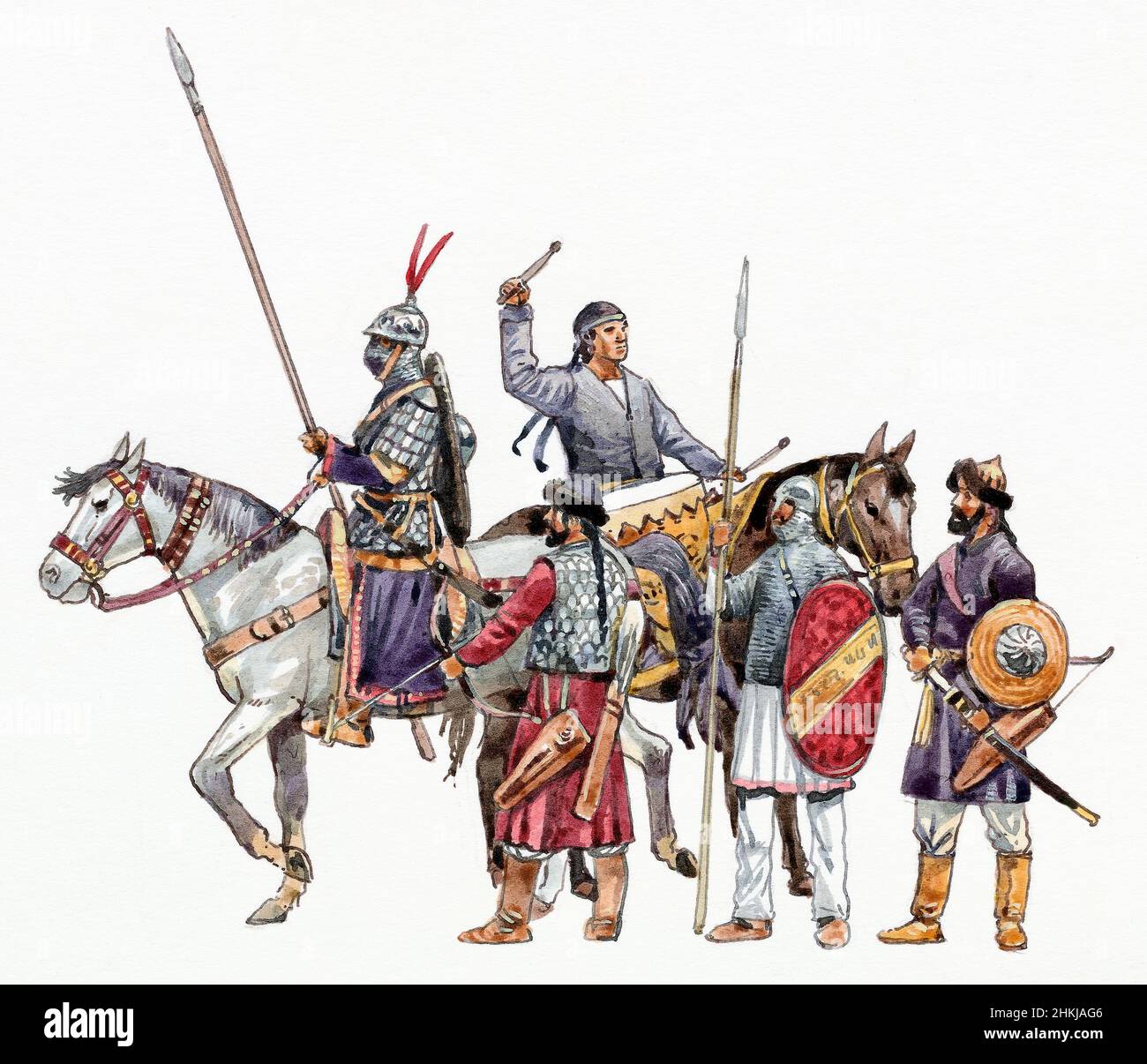 Seljuk tribesman soldiers, illustration Stock Photo - Alamy