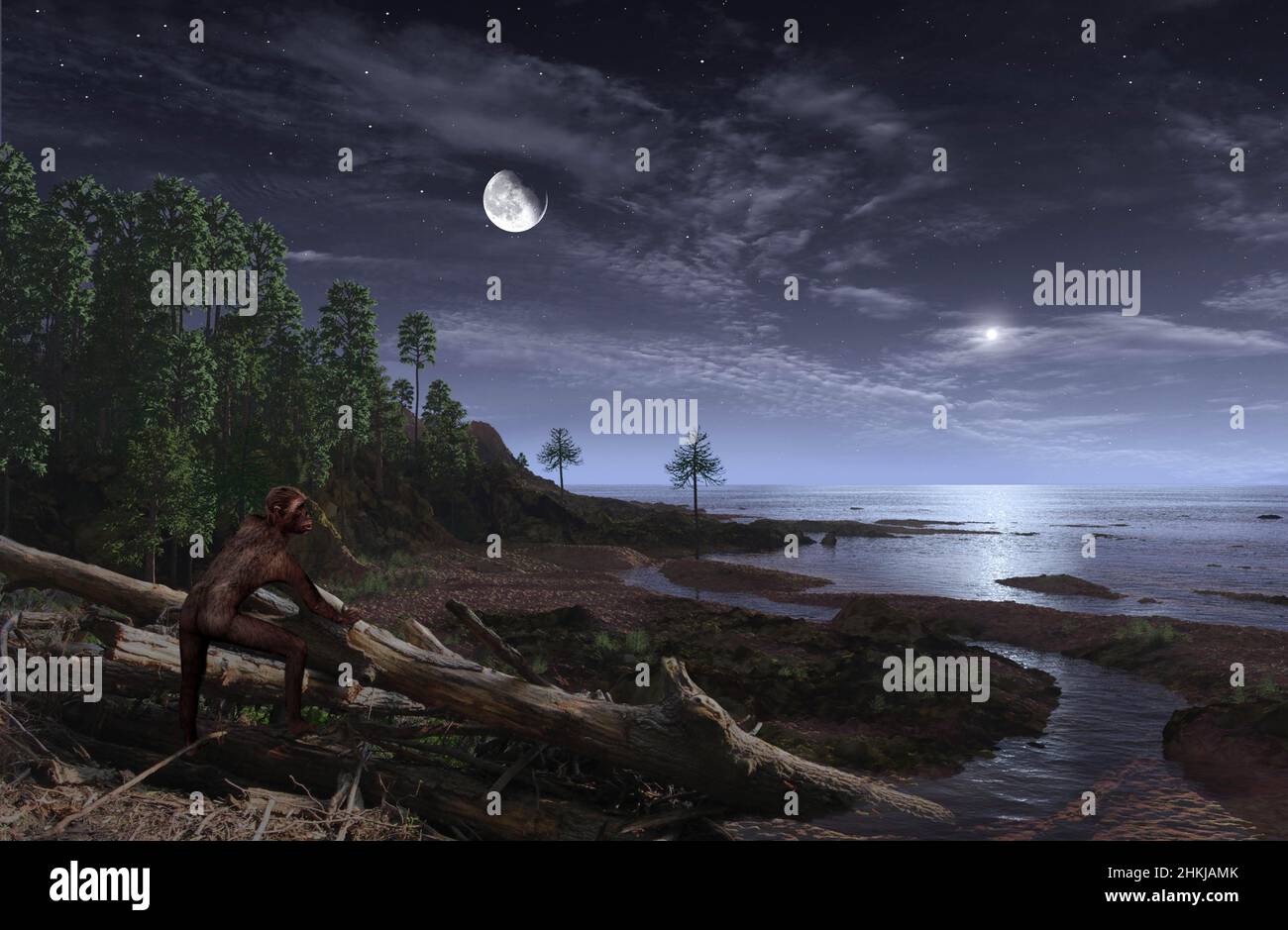 Early human observing a supernova, illustration Stock Photo - Alamy