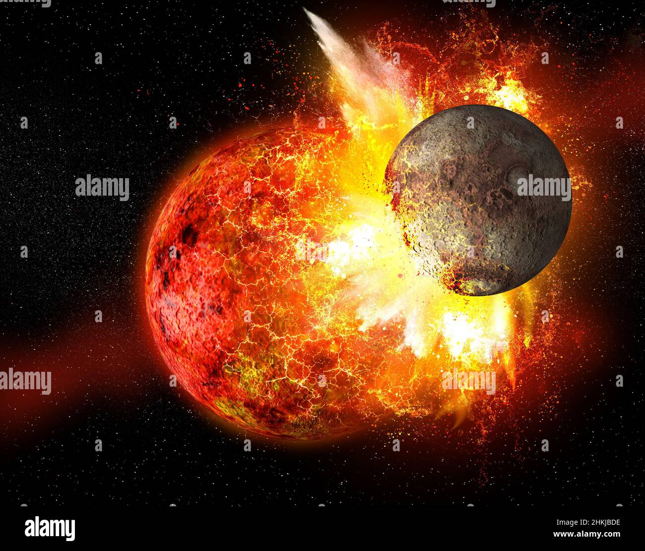 Collision of Thera with Earth, illustration Stock Photo - Alamy