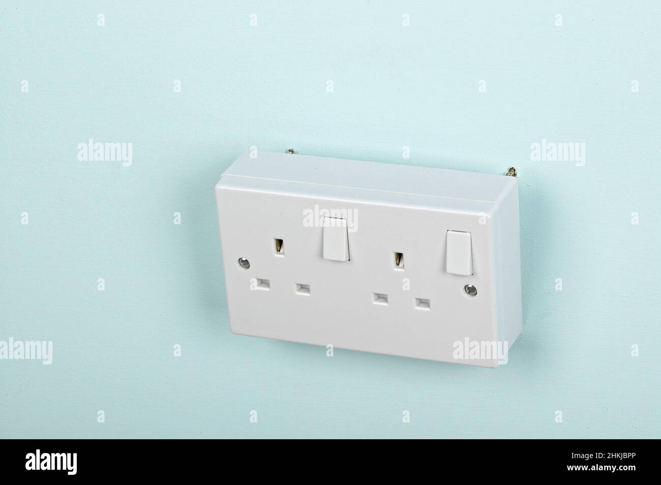 Surface mounted double socket loosely attached to wall Stock Photo - Alamy