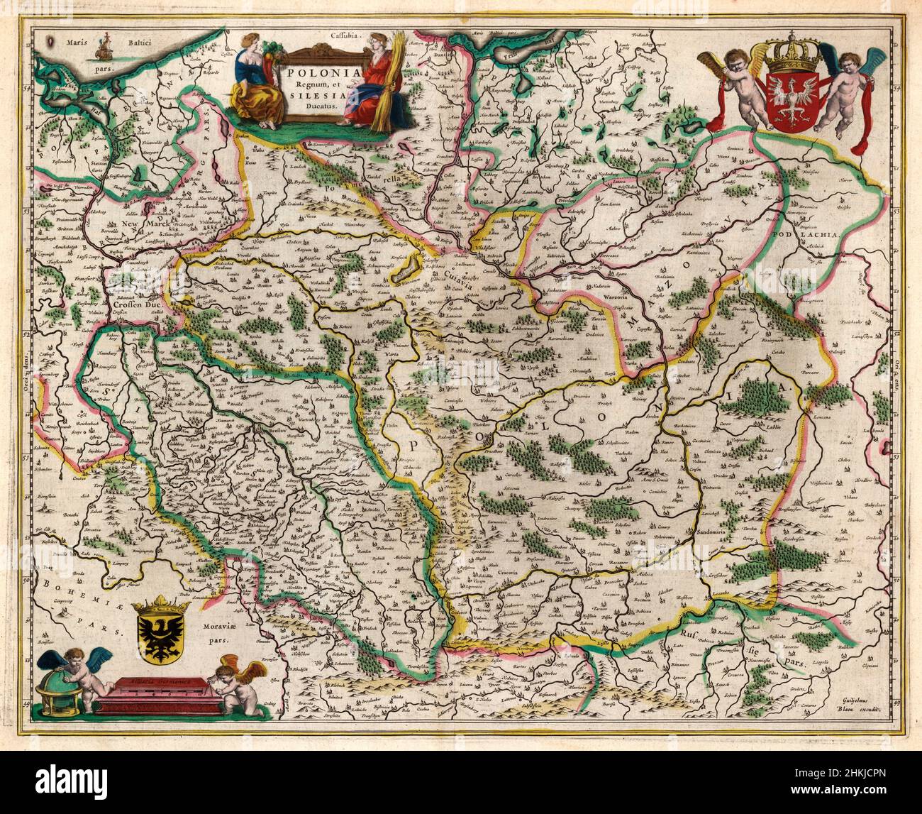 Map of Poland and Duchy of Silesia, 17th century Stock Photo - Alamy