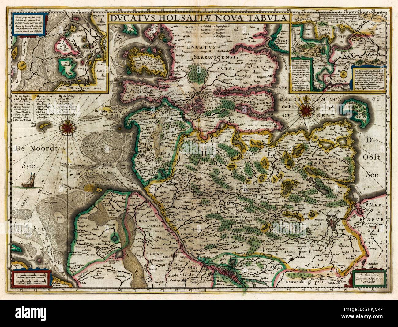 Map of the Duchy of Holstein, 17th century Stock Photo - Alamy
