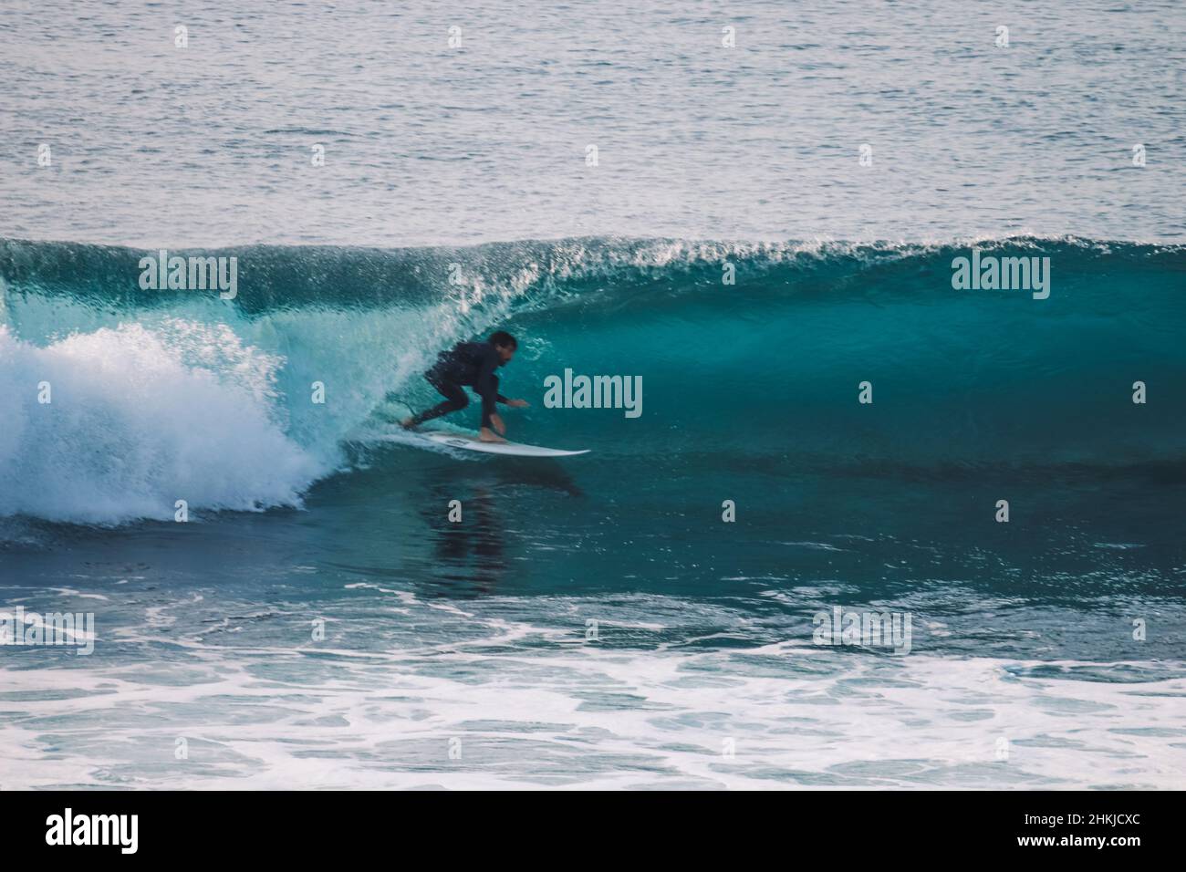 Surfer in a perfect barrel wave Stock Photo - Alamy