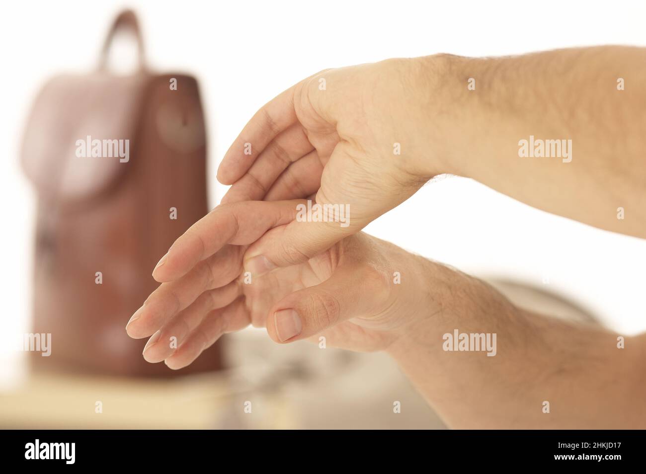 Applying palm-mover technique to relax upper and lower back Stock Photo ...