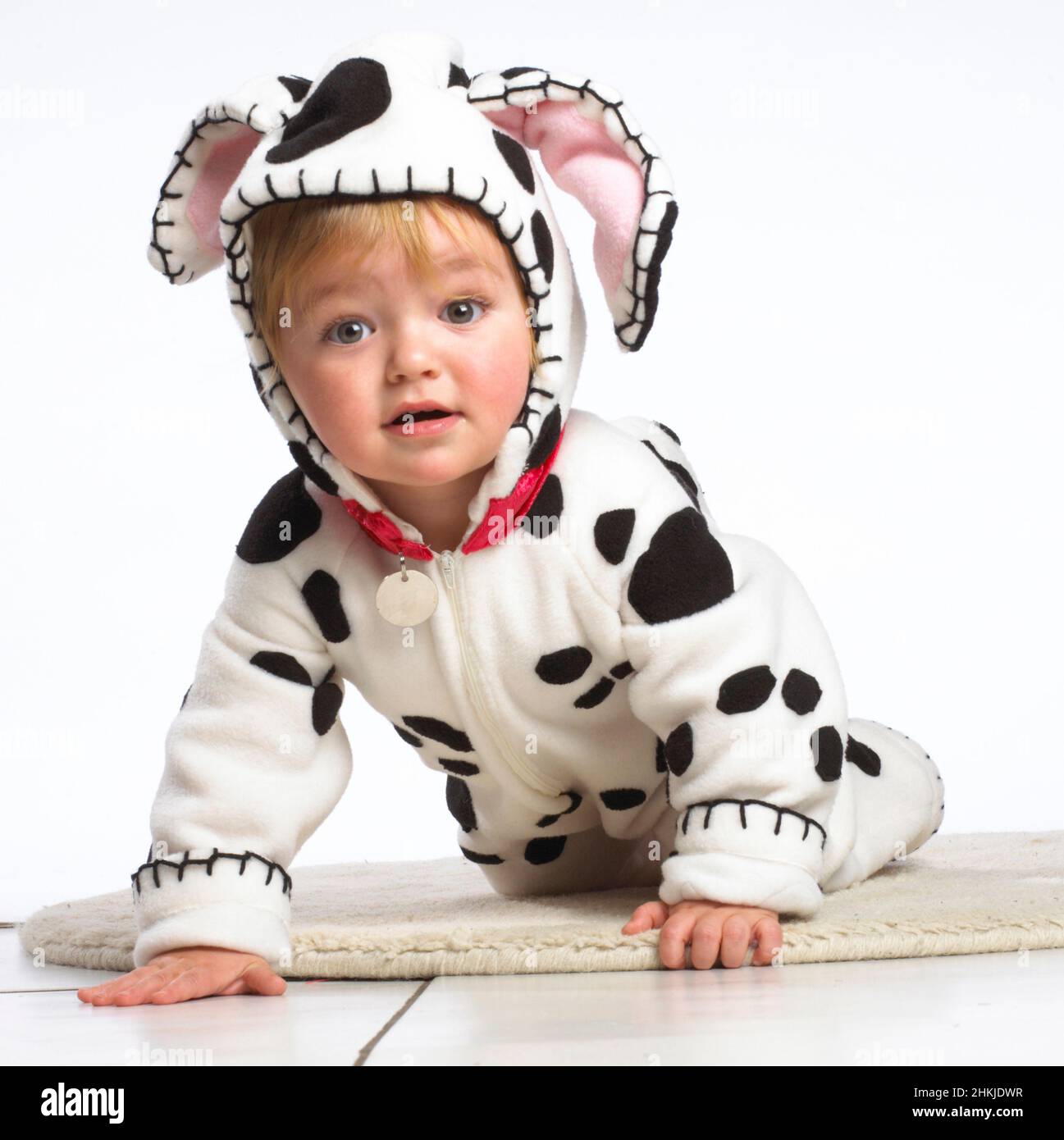 Baby girl wearing dog suit Stock Photo - Alamy