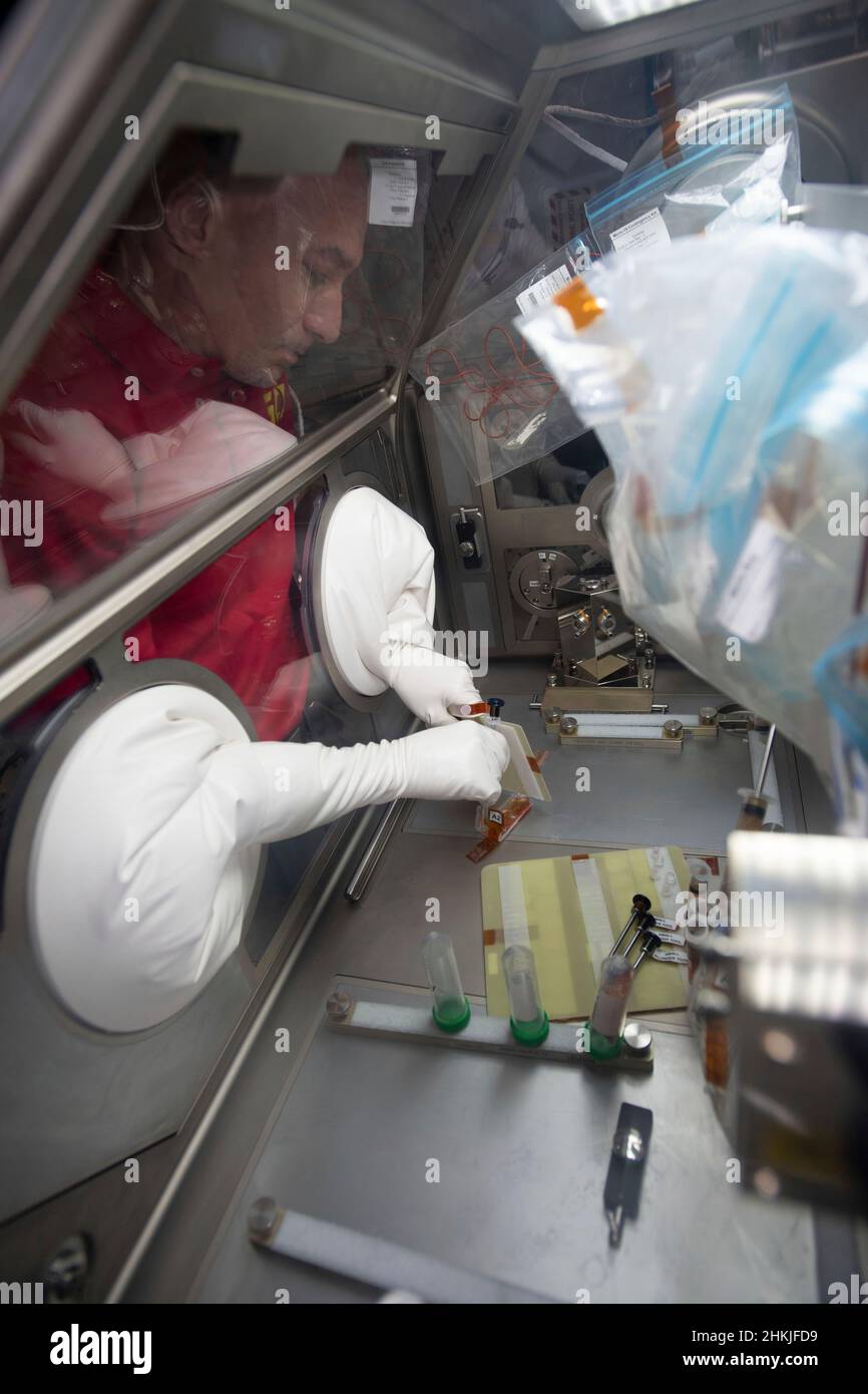 Astronaut conducting Micro-15 investigation on ISS Stock Photo - Alamy