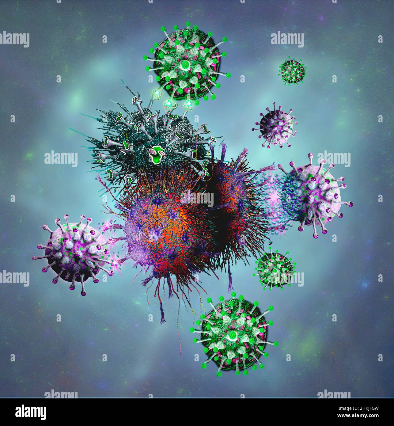 T-cells binding to cancer cells, illustration Stock Photo - Alamy