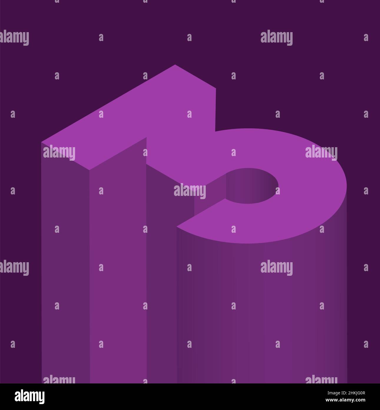 3d Purple Number 3 Illustration on dark purple background in isometric ...