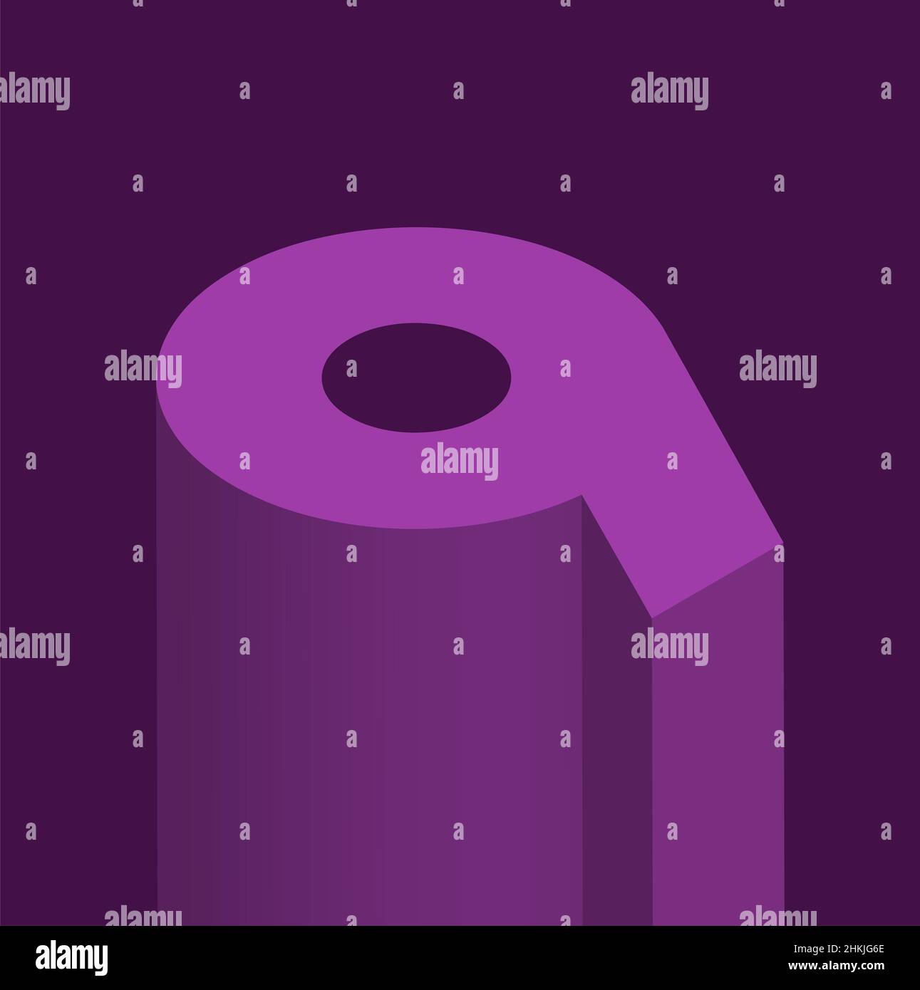 3d Purple Number 9 Illustration on dark purple background in isometric ...