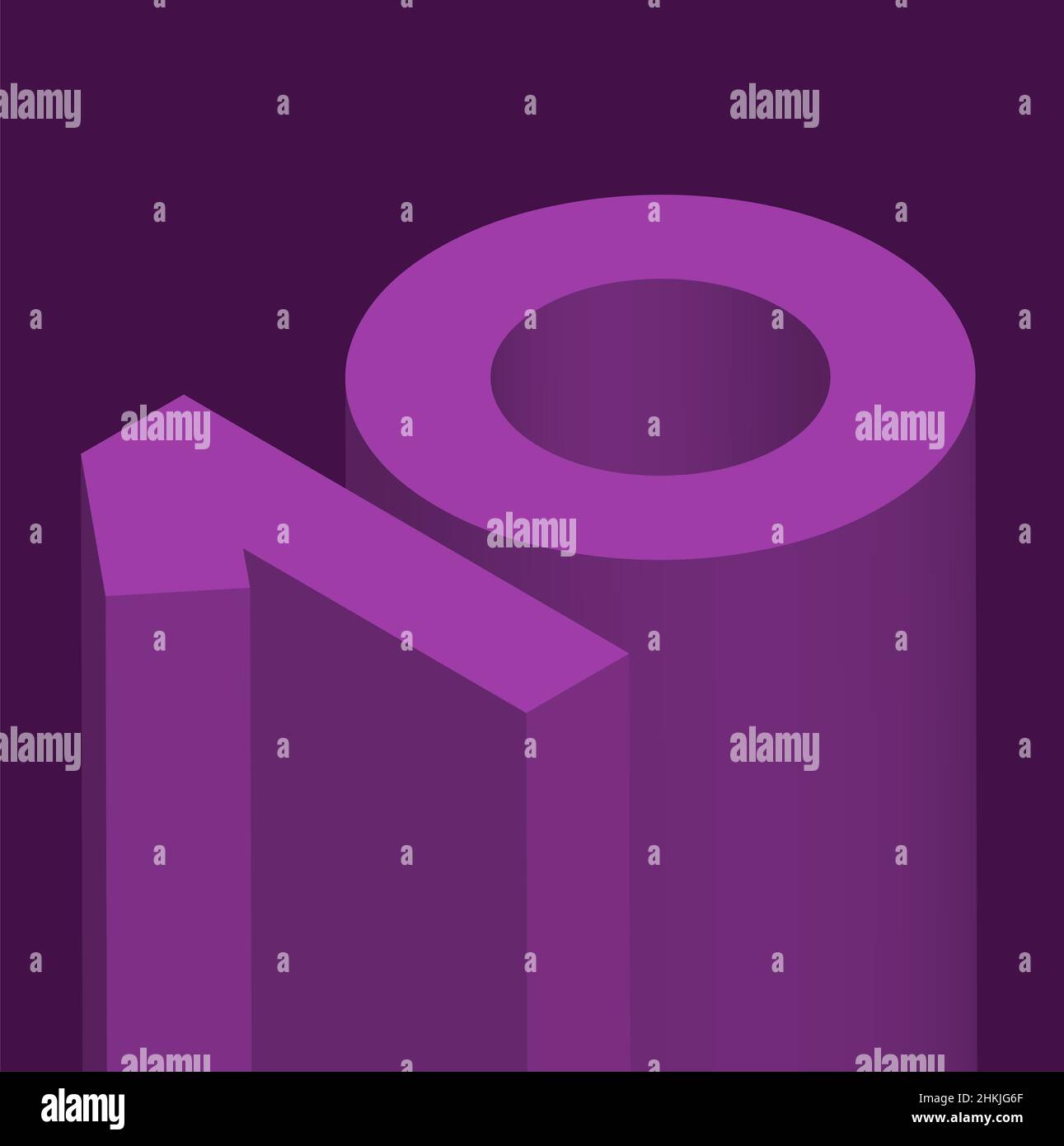3d Purple Number 10 Illustration on dark purple background in isometric ...