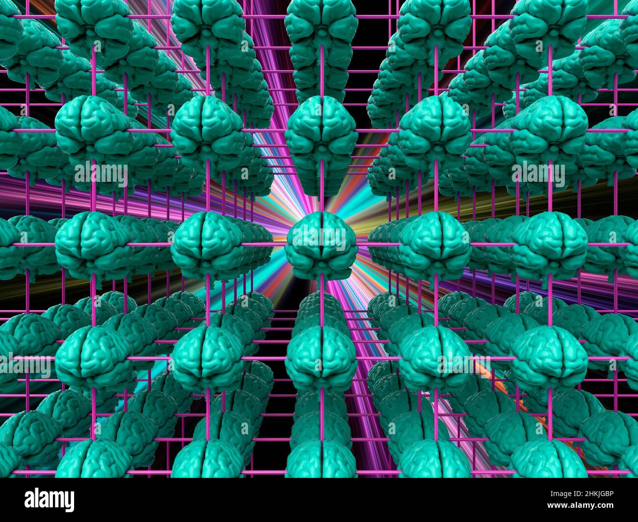 Brain grid, conceptual Illustration Stock Photo - Alamy