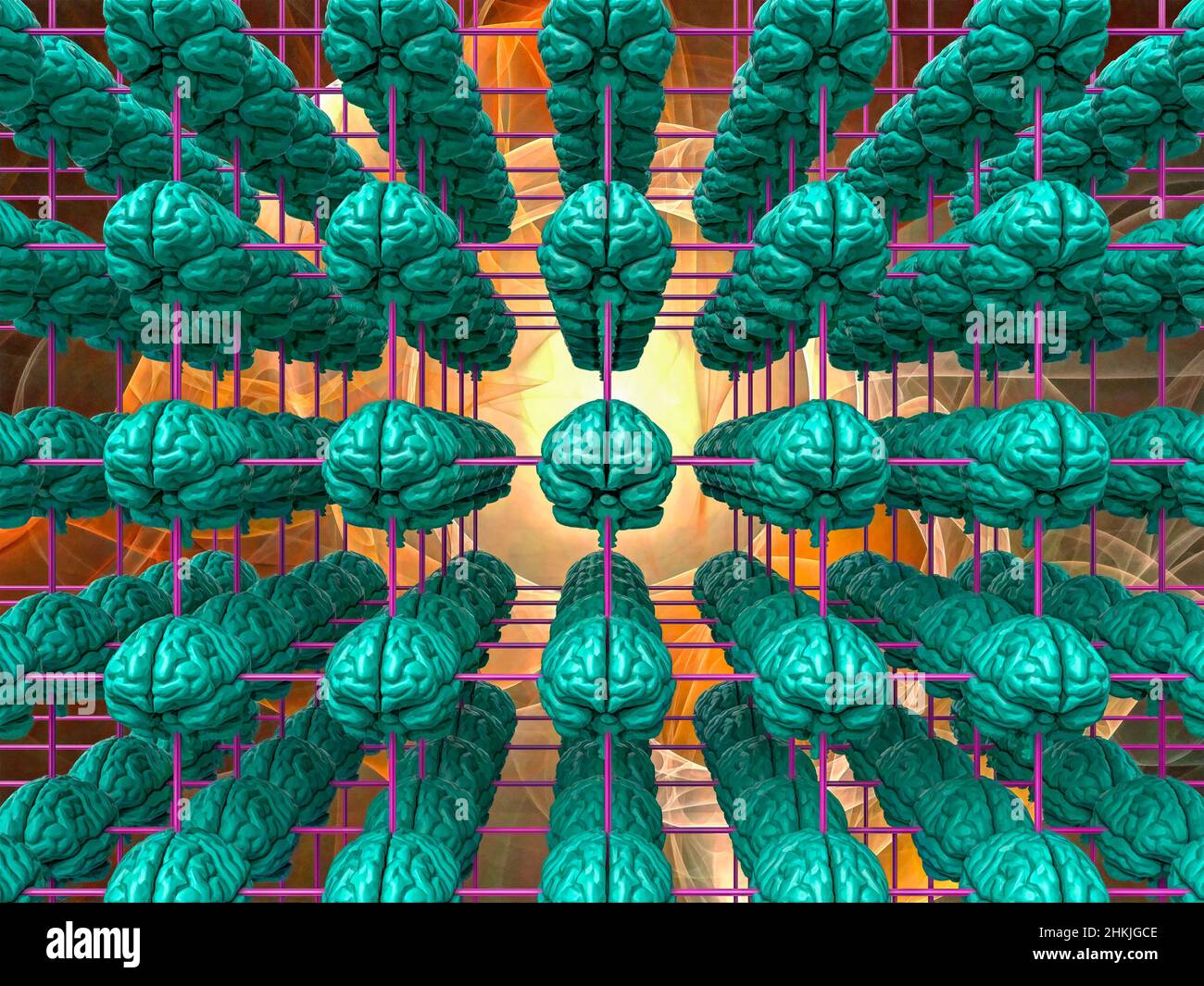 Brain grid, conceptual Illustration Stock Photo - Alamy