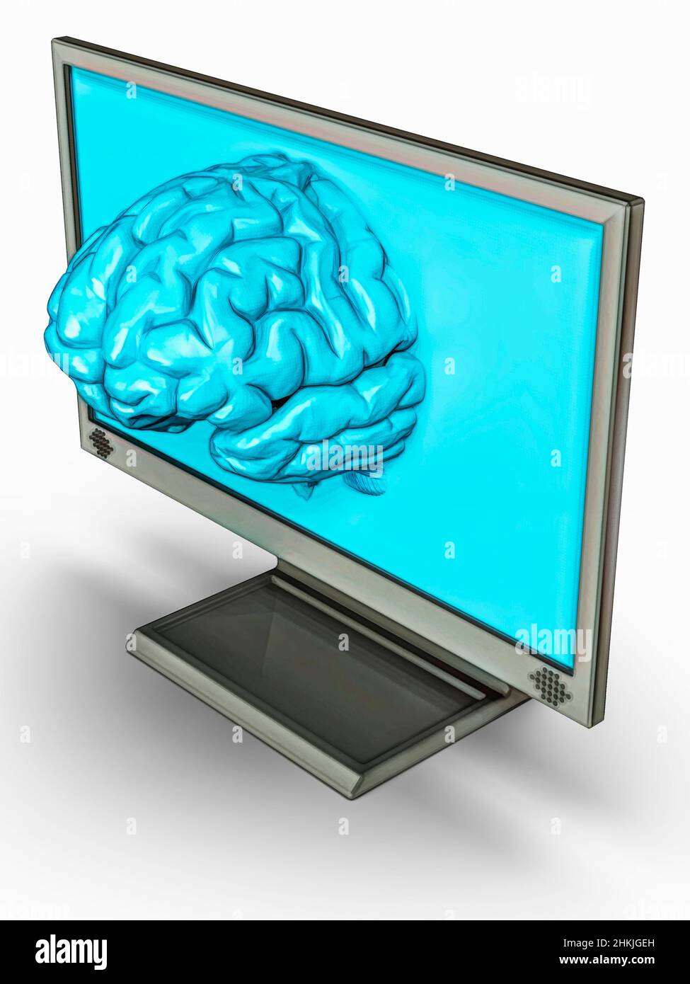 Computer screen with a brain, illustration Stock Photo - Alamy