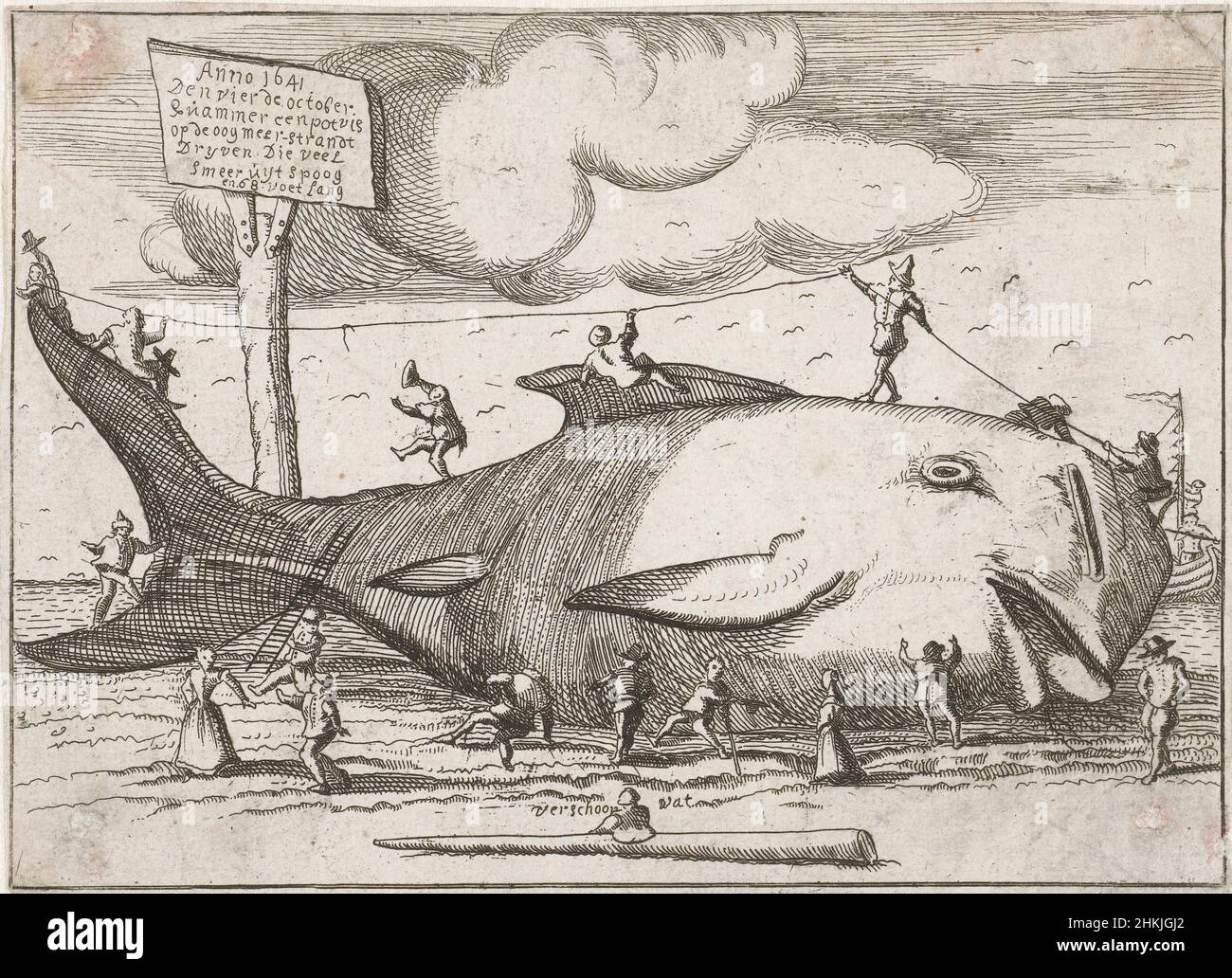 Beached whale, 17th century illustration Stock Photo - Alamy