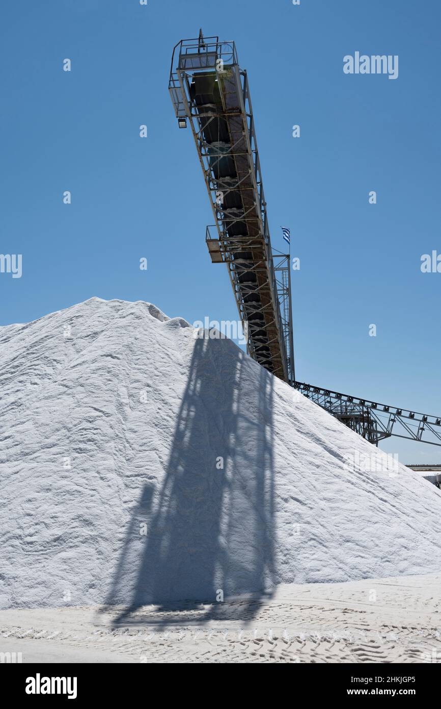 Messolonghi salt harvesting machine Stock Photo - Alamy