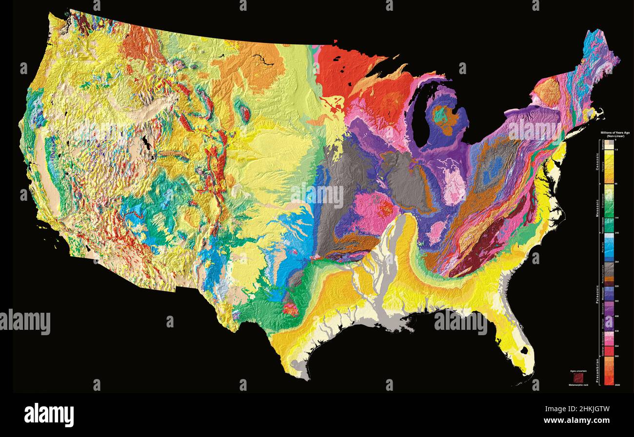 Geological map of the USA Stock Photo - Alamy