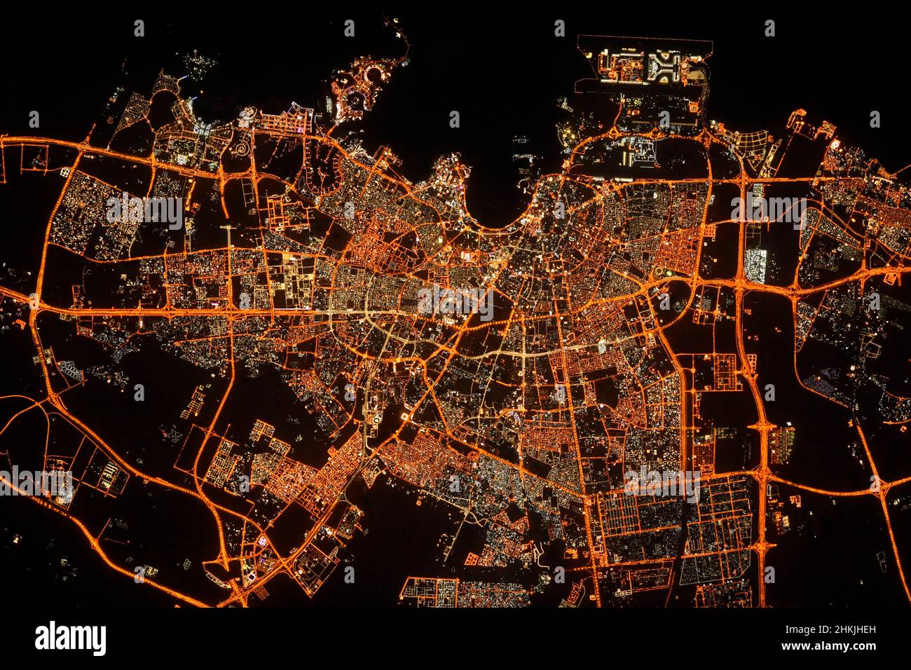 Bahrain at night, satellite image Stock Photo - Alamy