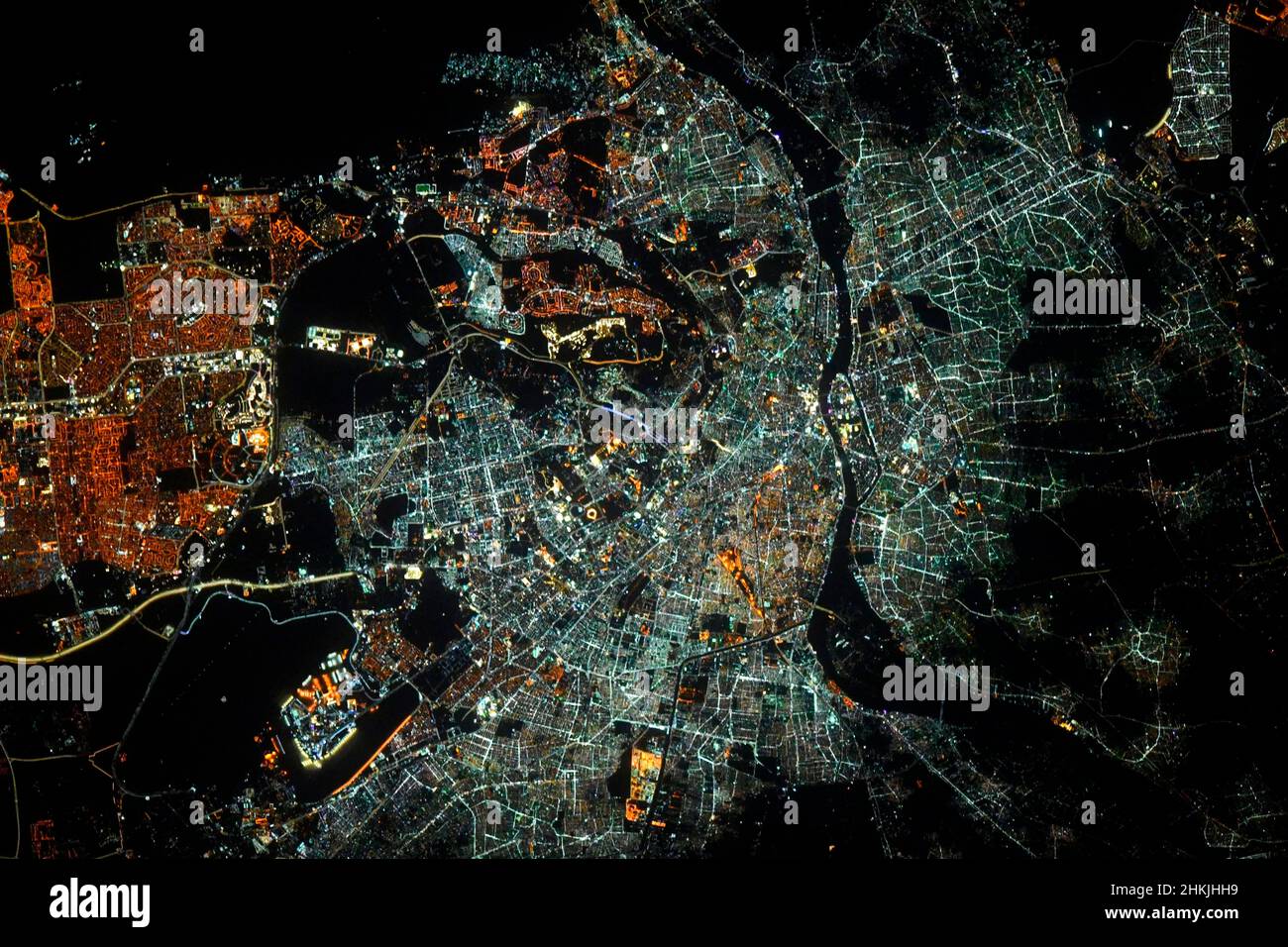 Cairo, Egypt at night, satellite image Stock Photo - Alamy