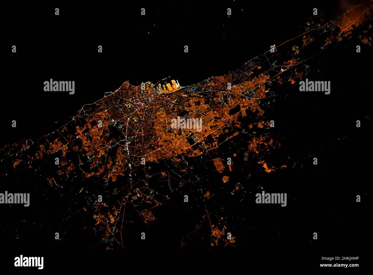 Casablanca, Morocco at night, satellite image Stock Photo - Alamy