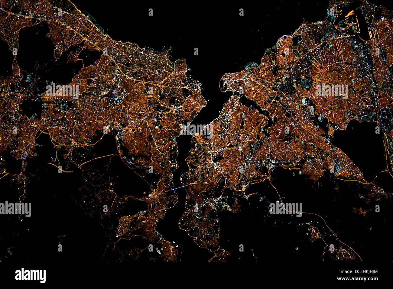 Istanbul, Turkey at night, satellite image Stock Photo - Alamy