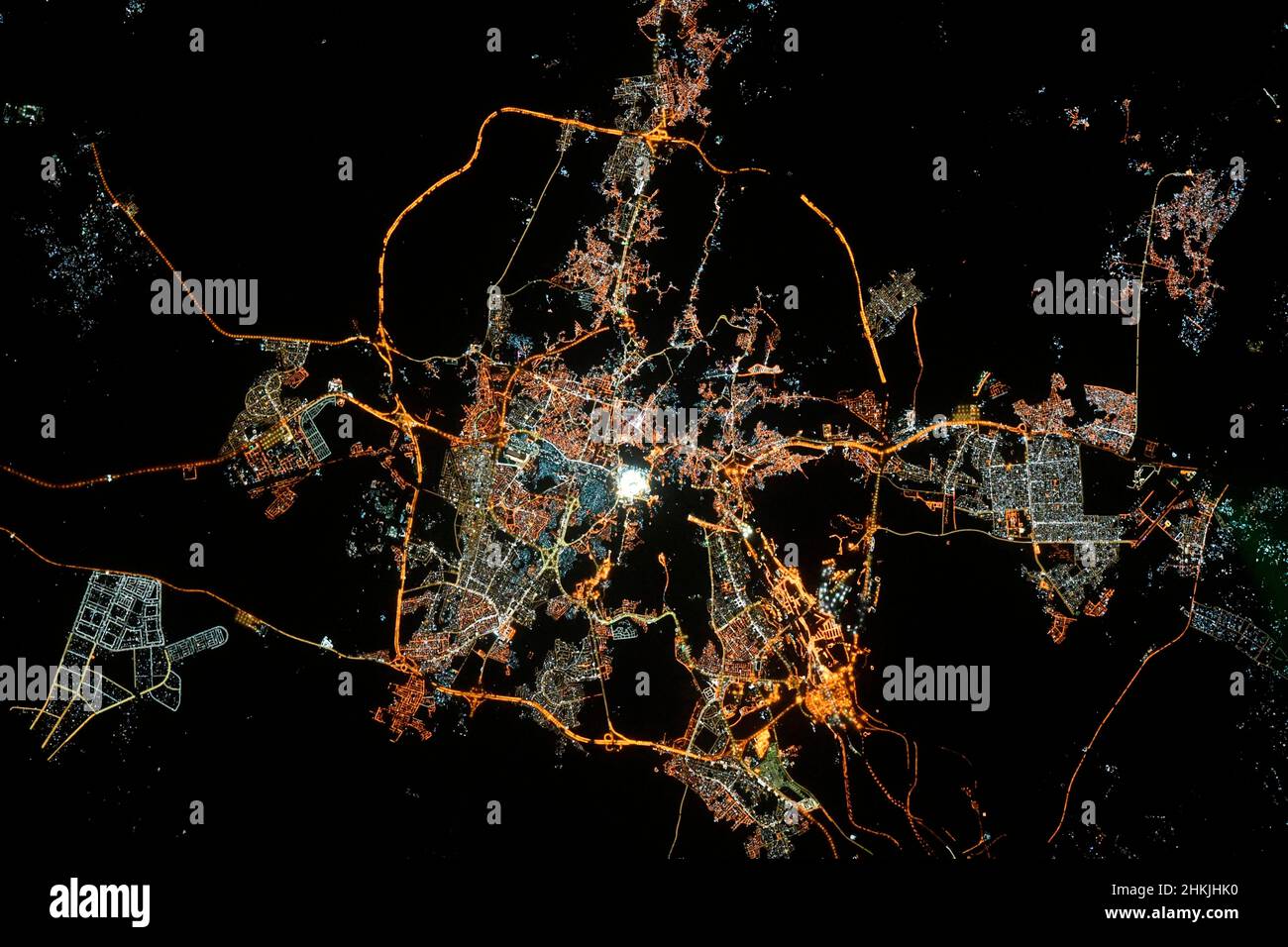 Mecca, Saudi Arabia at night, satellite image Stock Photo - Alamy