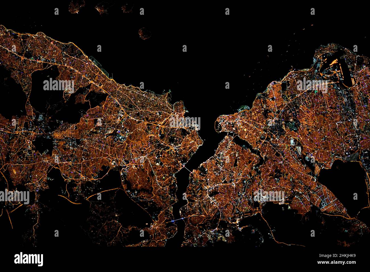 Istanbul, Turkey at night, satellite image Stock Photo - Alamy