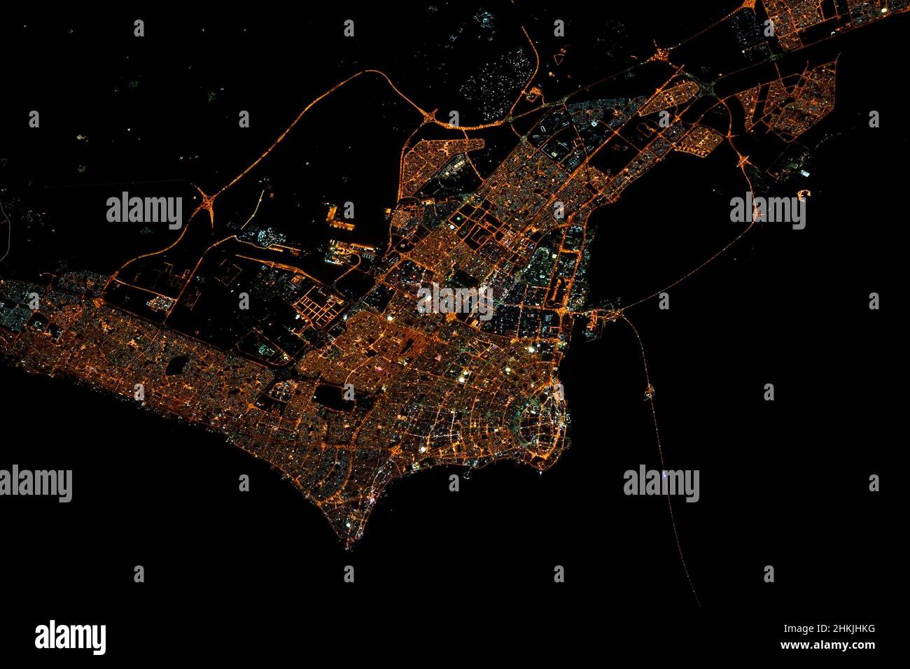 Kuwait City, Kuwait at night, satellite image Stock Photo - Alamy