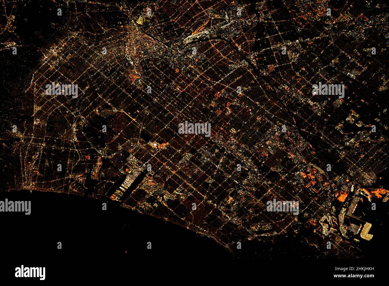 Los Angeles, California, USA at night, satellite image Stock Photo - Alamy