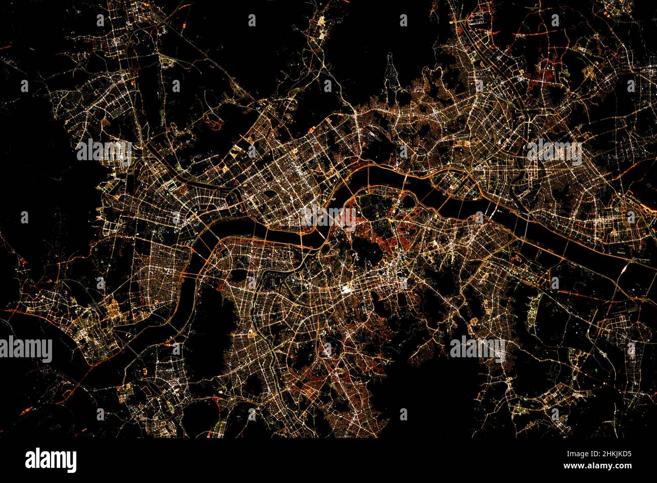 Seoul, South Korea, at night, satellite image Stock Photo - Alamy