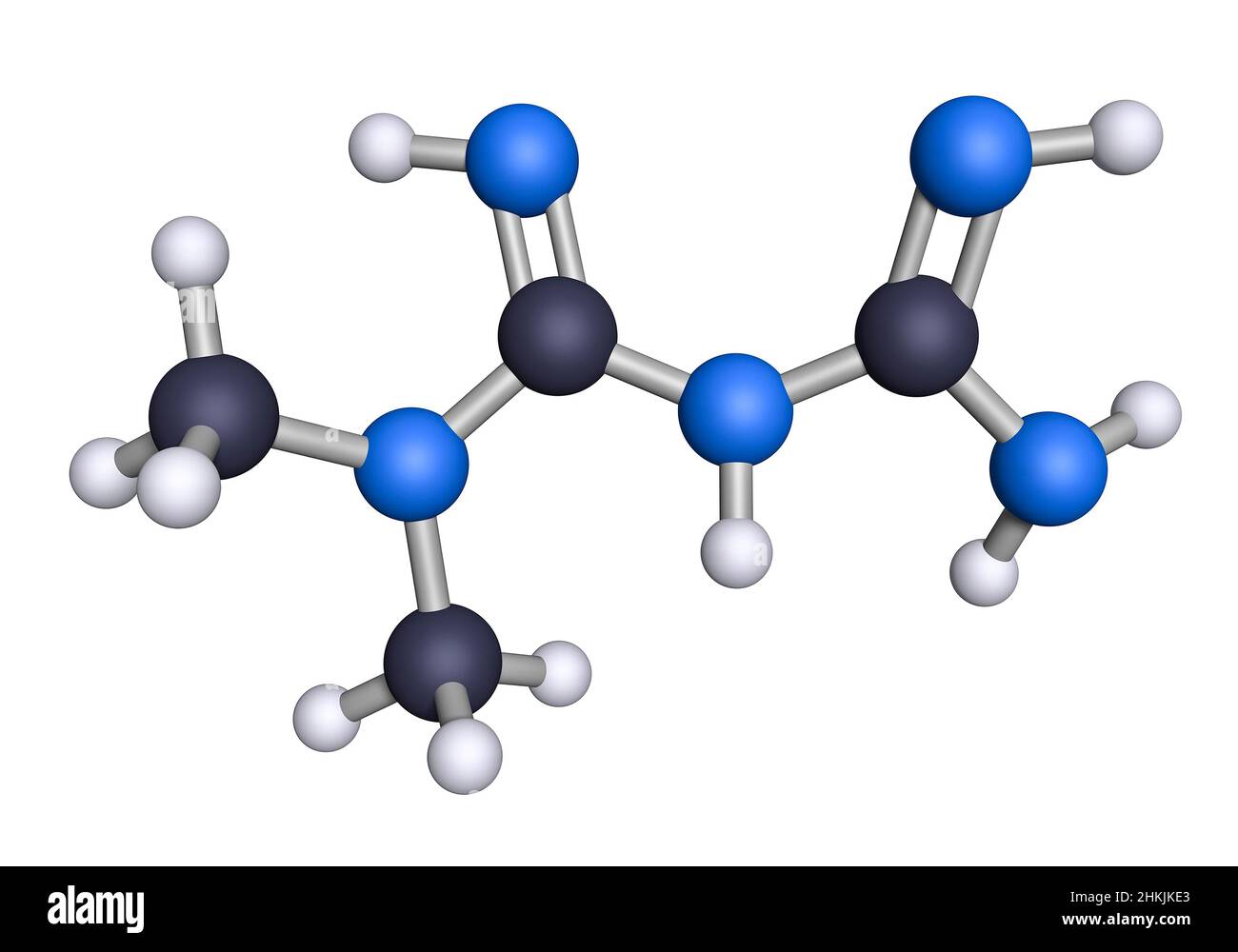 Metformin drug for diabetes, molecular model Stock Photo - Alamy