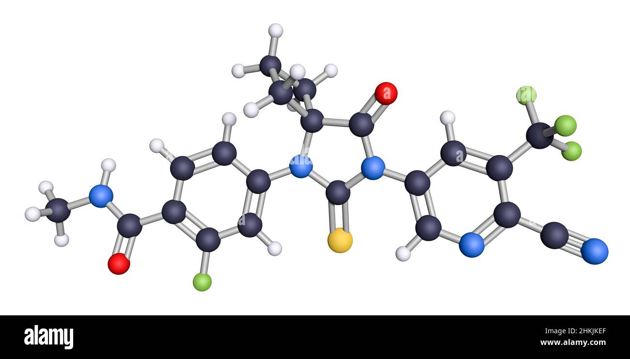 Apalutamide prostate cancer drug, molecular model Stock Photo - Alamy