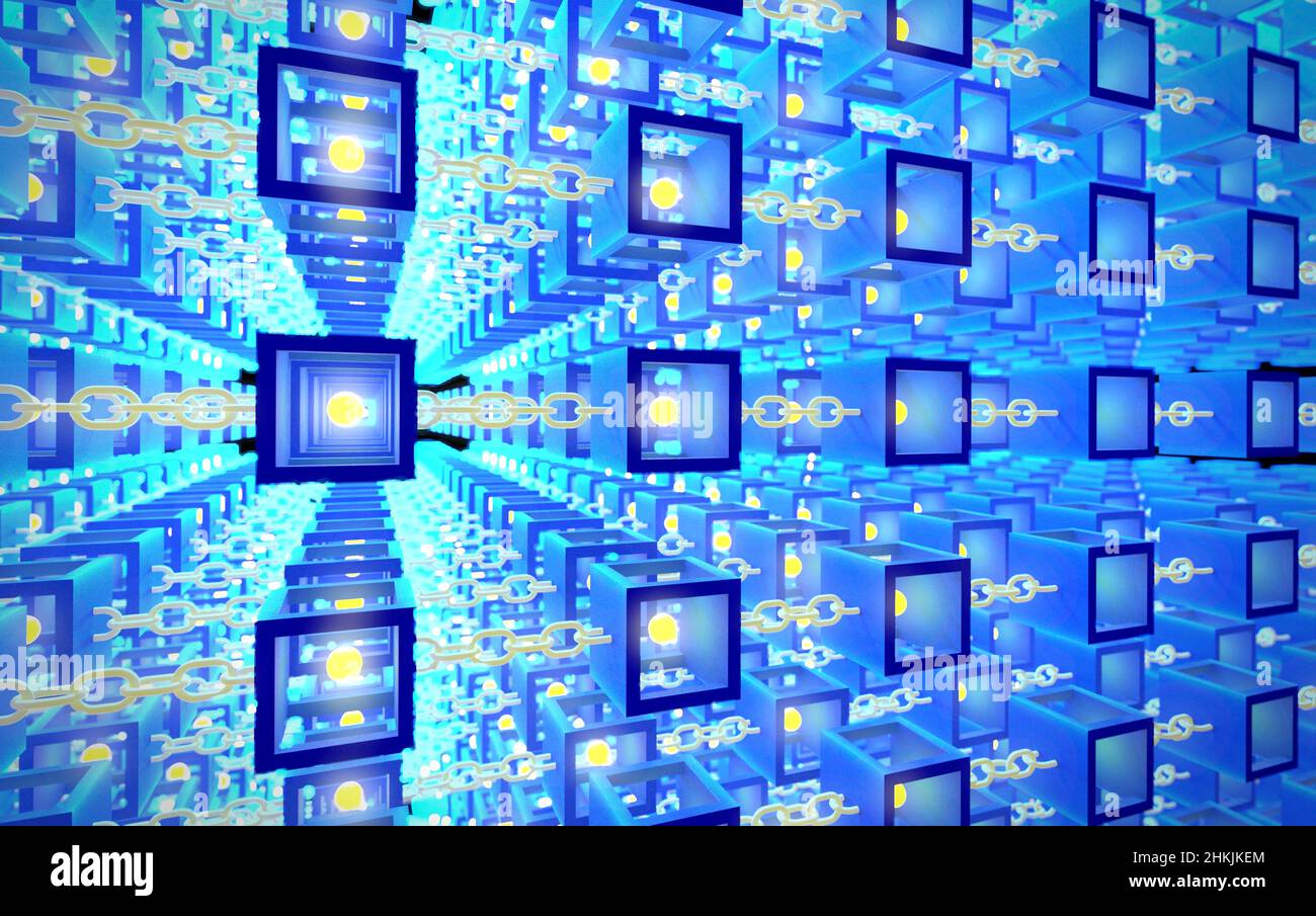 Blockchain, conceptual illustration Stock Photo - Alamy