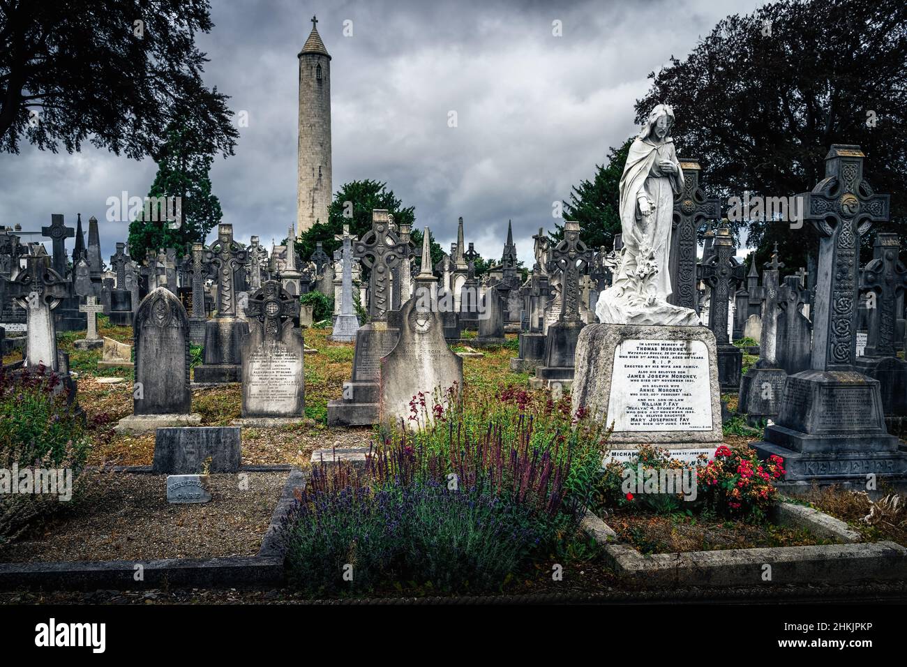 Dublin, Ireland, August 2019 Ancient graves and tombstones in Glasnevin ...