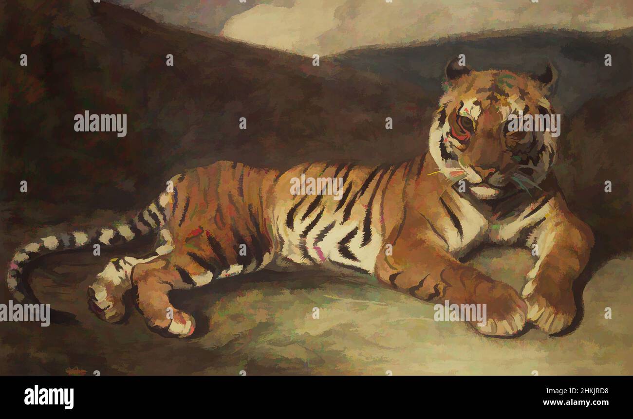 Art inspired by Tiger Reclining, Tigre couché, Antoine-Louis Barye ...